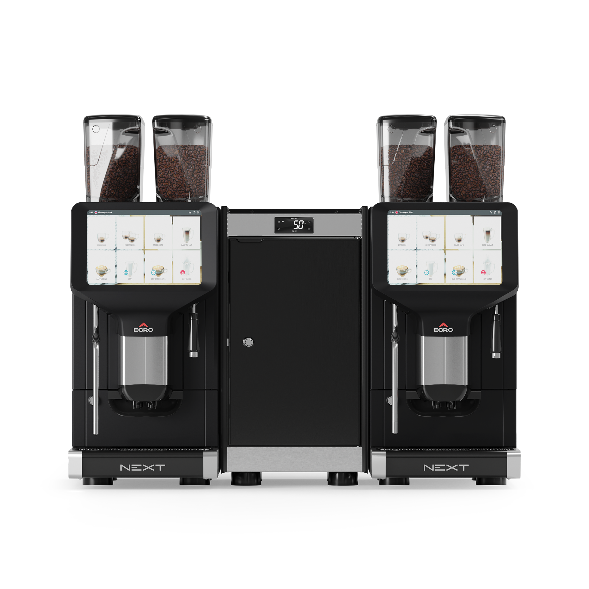 Egro Next X2: coffee machine configuration with refrigerator